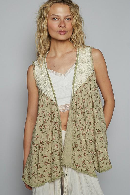 Chaleco estampado con perlas y guipur – Smukk moda